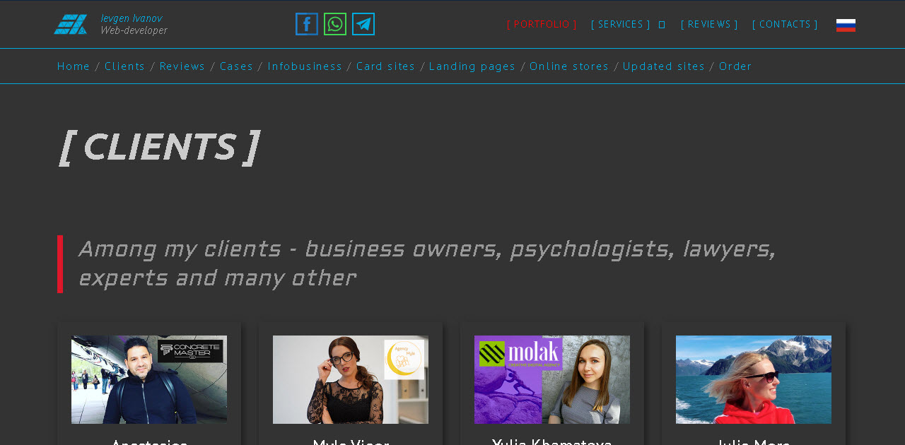 Portfolio of clients and cases | Ievgen Ivanov WP web-developer